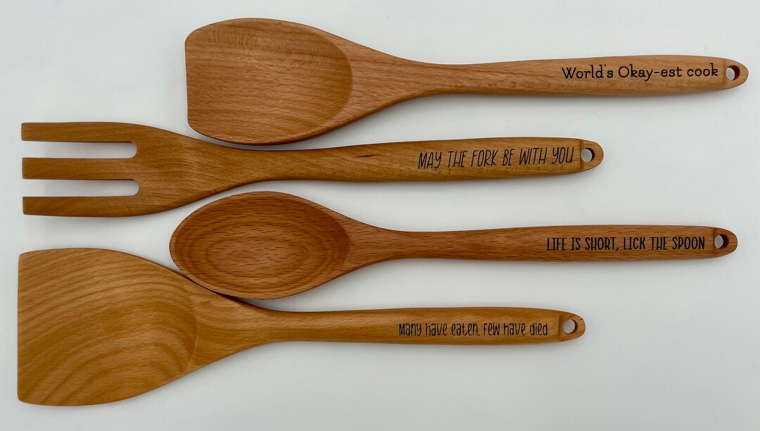 Personalized Wooden Laser Engraved Utensil | Spoon, Spatula, Fork, Flat ...