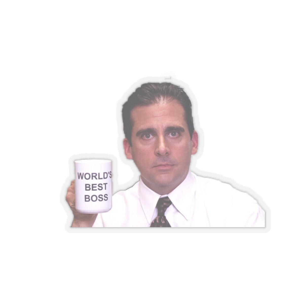 Michael Scott World's Best Boss Sticker White Outline Gift Durable ...
