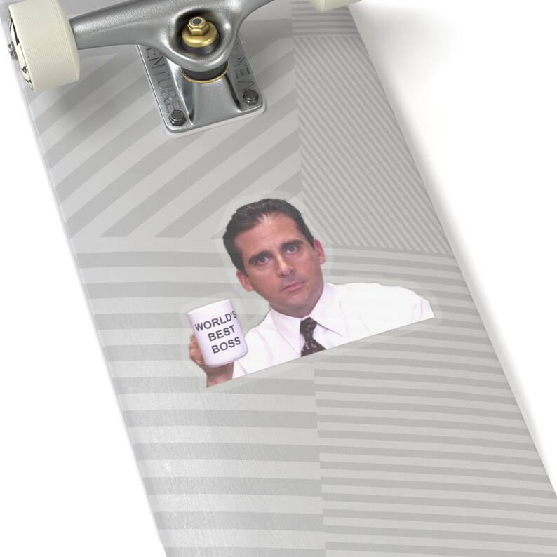 Michael Scott World's Best Boss Sticker White Outline Gift Durable ...