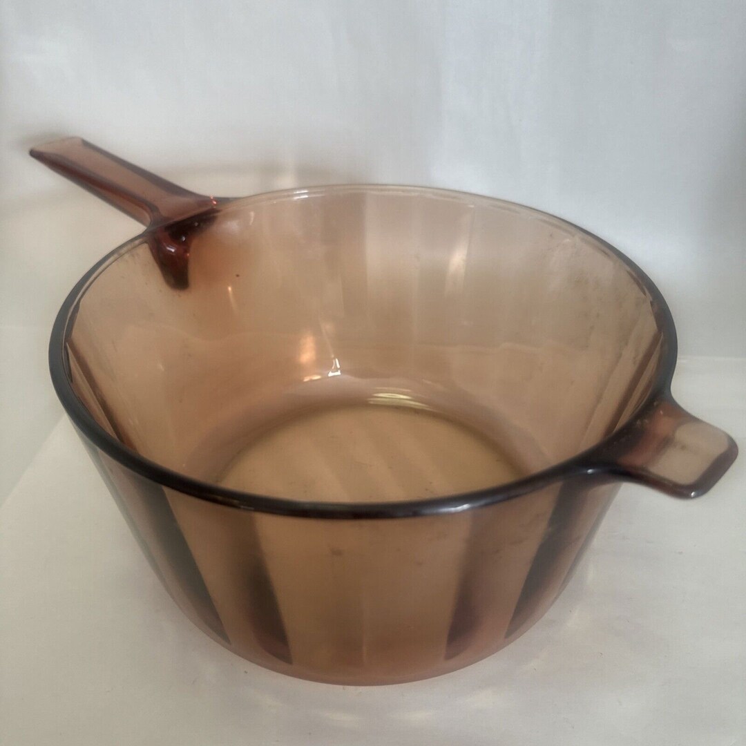 Vintage Corning VISION Ware Pyrex 2.5 L Amber Glass Pot Sauce Pan No ...