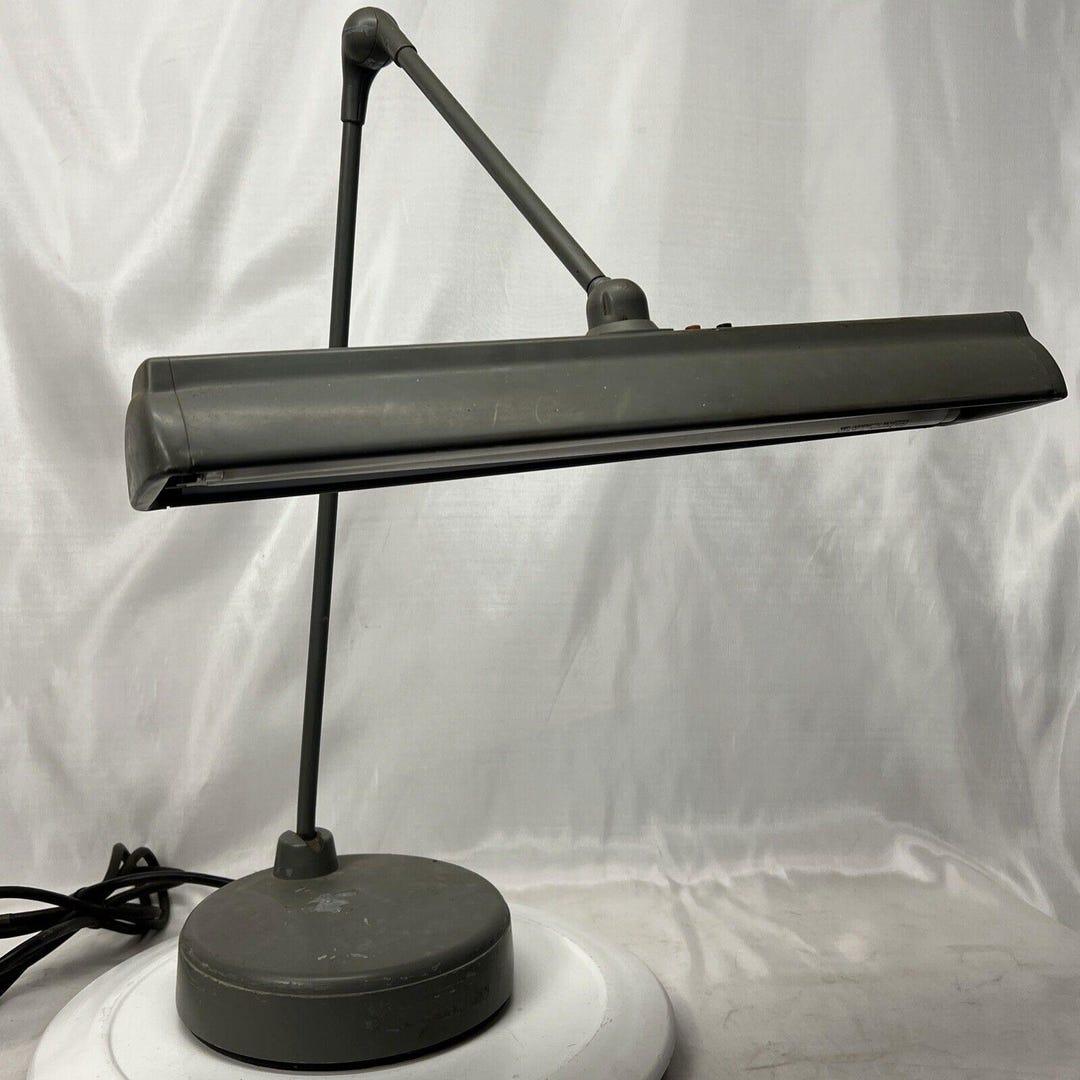 Vintage Drafting Lamp Desk Task Shop Industrial Gray Fluorescent ...