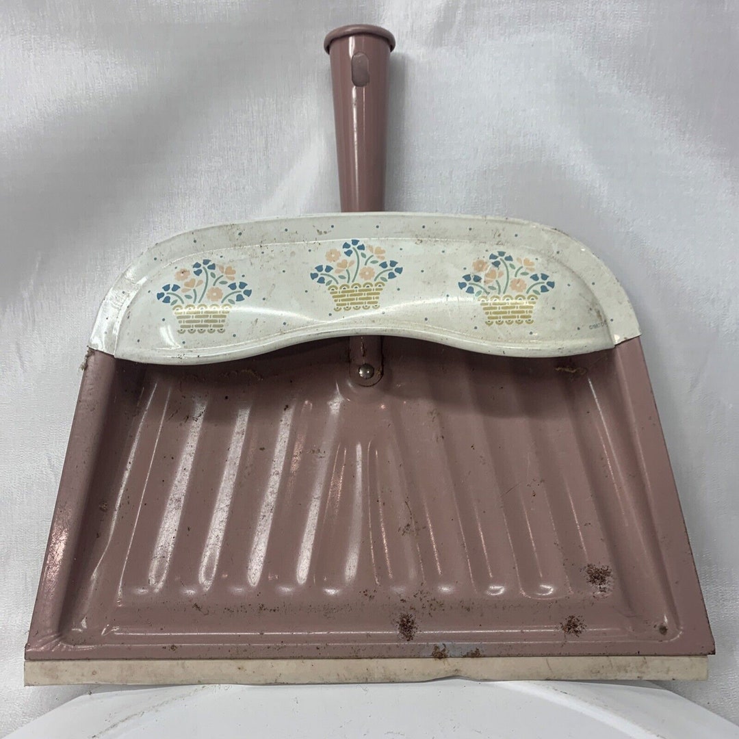 Vtg JV Reed Dust Pan Rustic Farm House Pink Blush Floral Kitchen USA ...