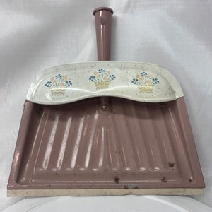 Vtg JV Reed Dust Pan Rustic Farm House Pink Blush Floral Kitchen USA ...