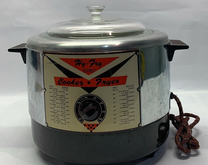 Vintage Hy-fry Electric Cooker Fryer W/glass Lid - Etsy