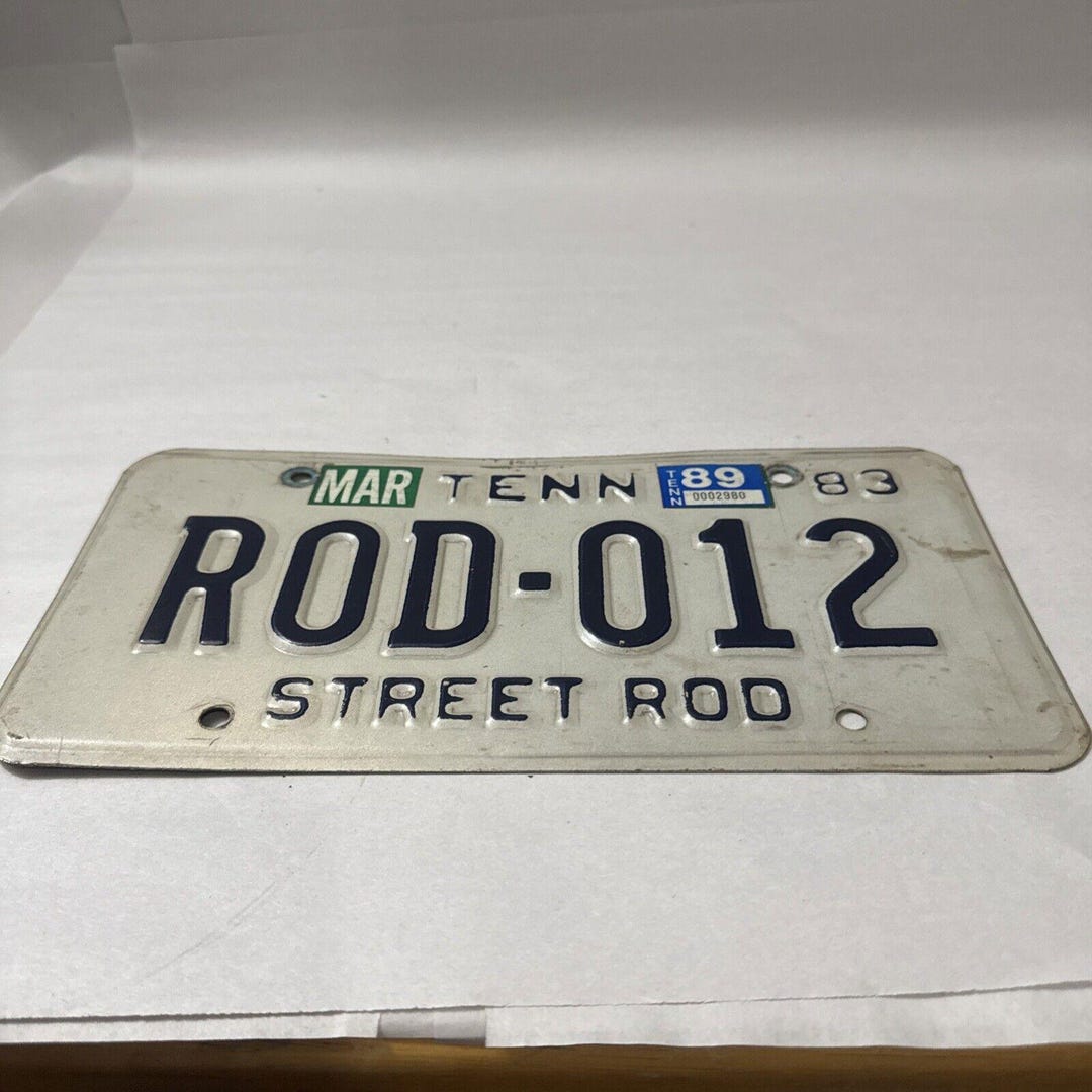 RARE Tennessee Street Rod License Plate Tenn 1983 89 Sticker ROD-012 - Etsy