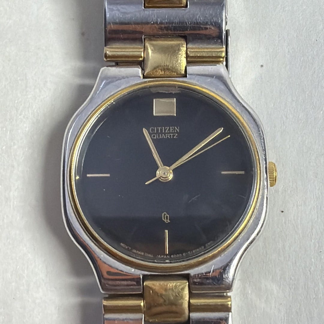 Vintage Citizen Quartz CQ Gold Toned Watch 6030 Unisex Octagonal Dial ...