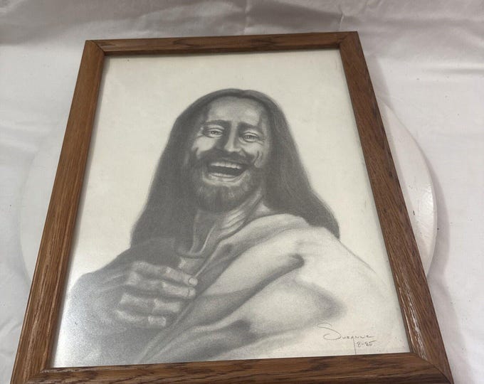 Laughing Smiling Jesus Christ Pencil Sketch Religious Signed Suzanne - Etsy