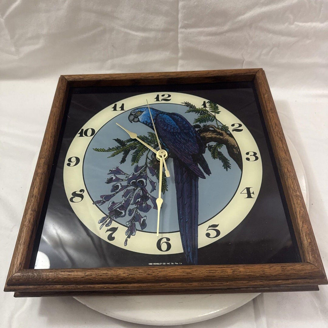 Vintage Clock Hensley Co. Wall Clock Bird Blue Macaw - Etsy