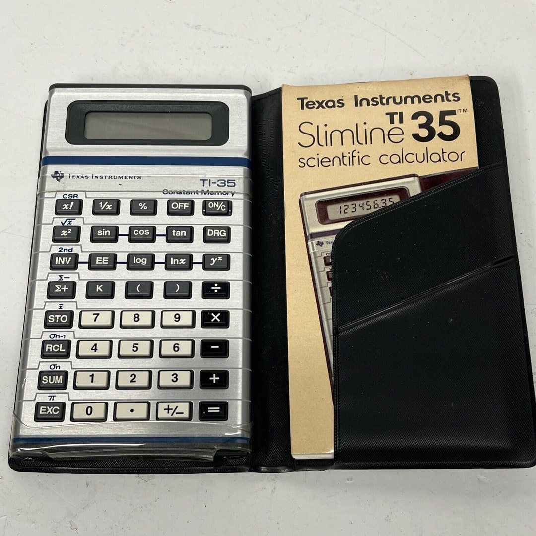 Vintage Texas Instruments TI-35 Slimline Scientific Calculator W/case ...