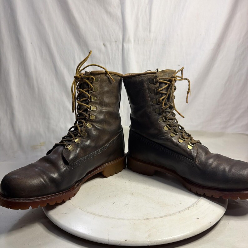 Vintage Wolverine Tan Leather Lace up Work Boots Size 10.5 Made in USA ...