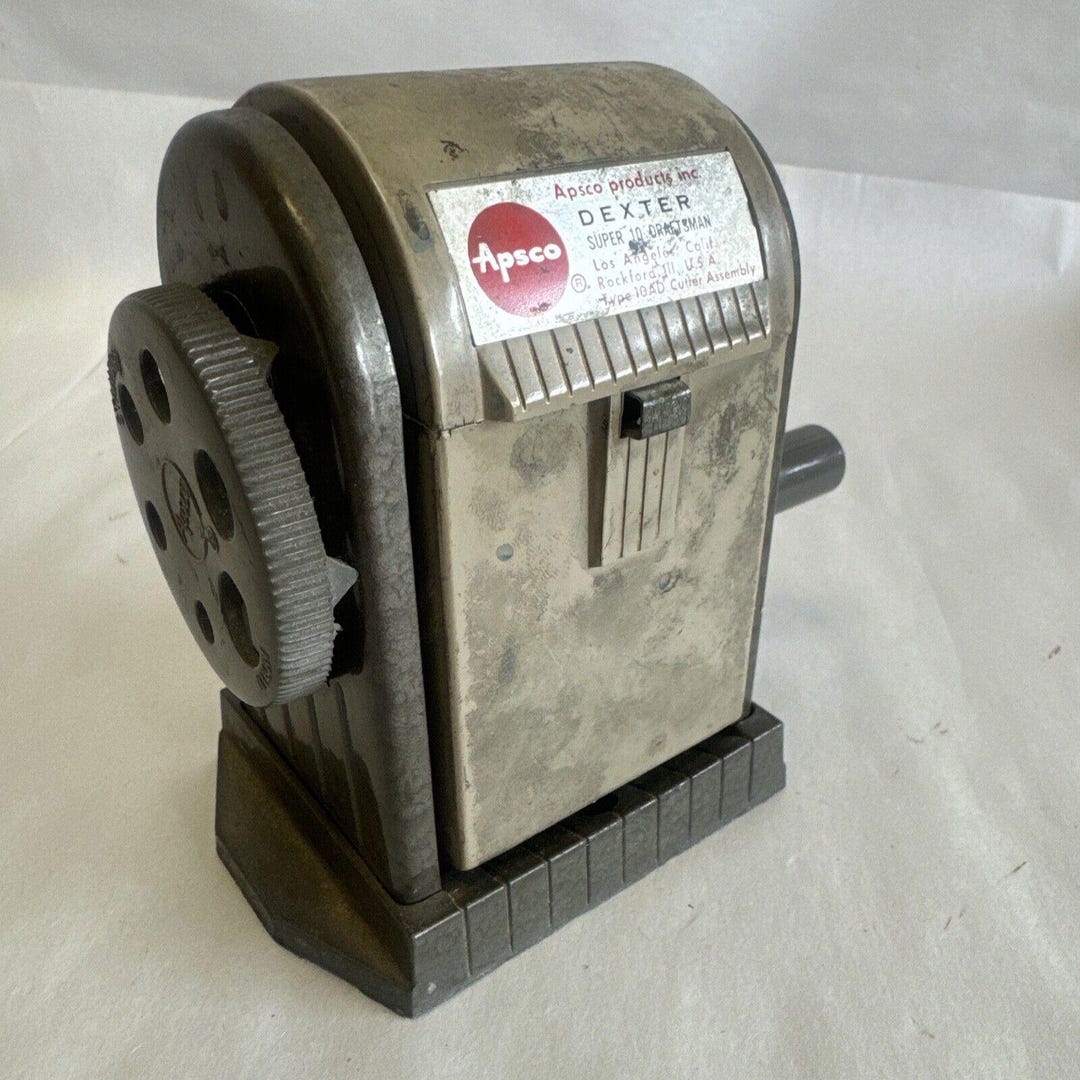 Vintage Apsco Dexter Super 10 Desk/table Mount Manual Pencil Sharpener ...