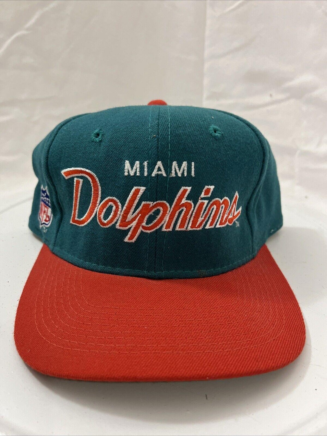 Vtg 90's Miami Dolphins Script Hat Sports Specialties 100% Wool Fitted ...