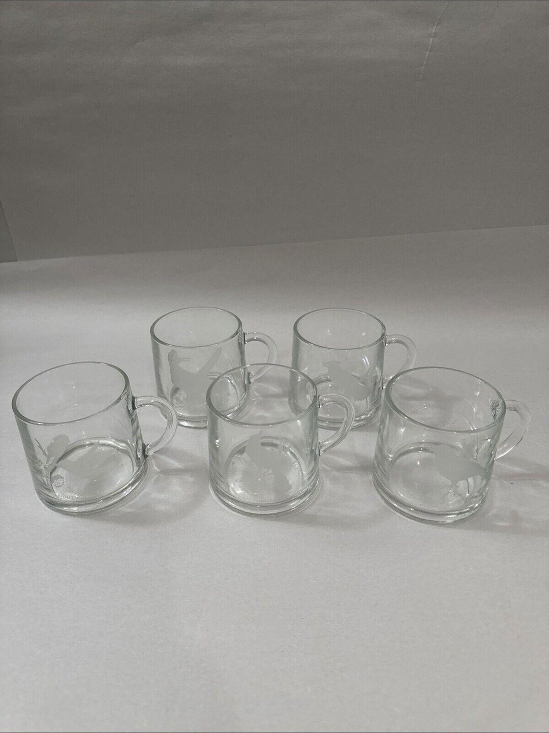 Set of 5 Etched Glass Cups From Garrick Glass-made in France Birds - Etsy