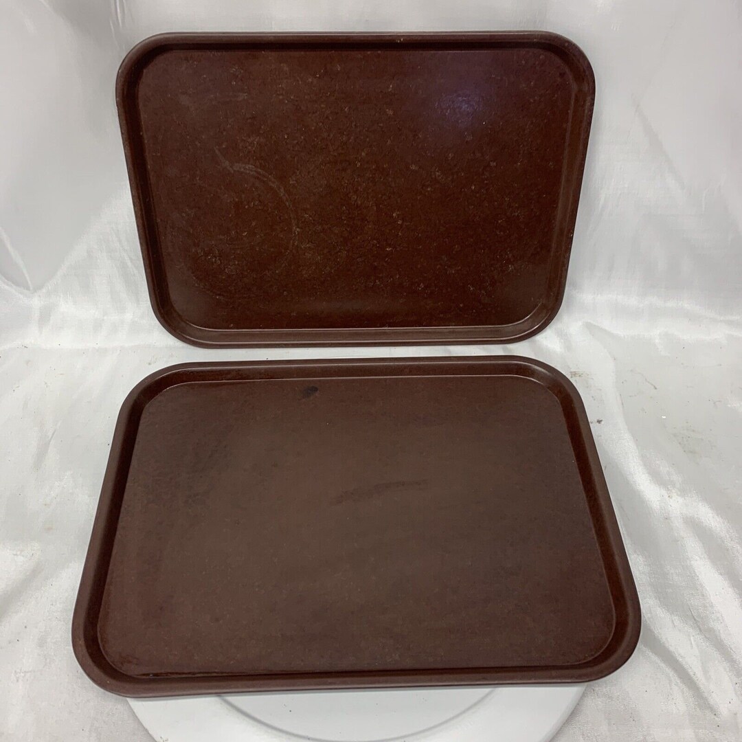 2 Vtg Mcm Silite Fiberglass Brown Lunch Trays Cafeteria Dining Serving ...