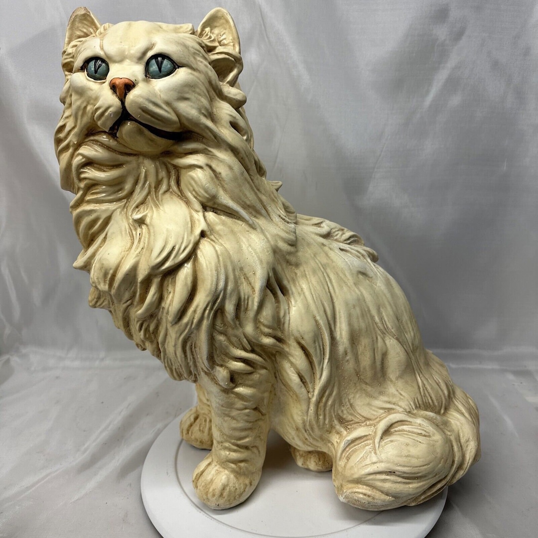 21 Chalkware Persian / Angola Cat Statue Figurine Sculpture Large Vtg ...