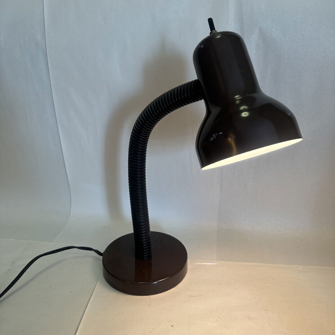 Vintage Brown Gooseneck Desk Lamp, Retro, Groovy - Etsy