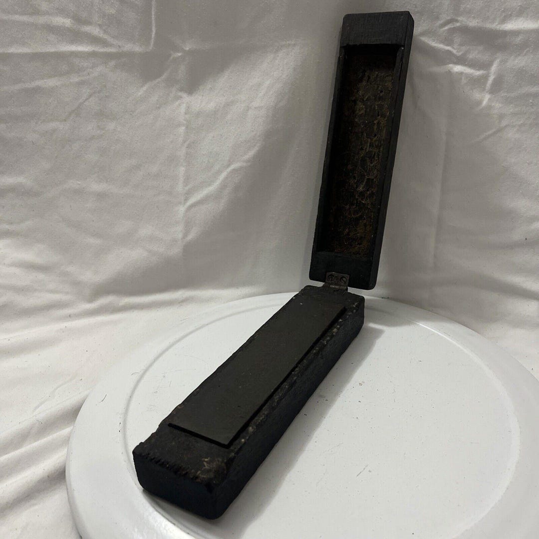 Antique Sharpening Stone With Original Hinged Wood Box Cool - Etsy