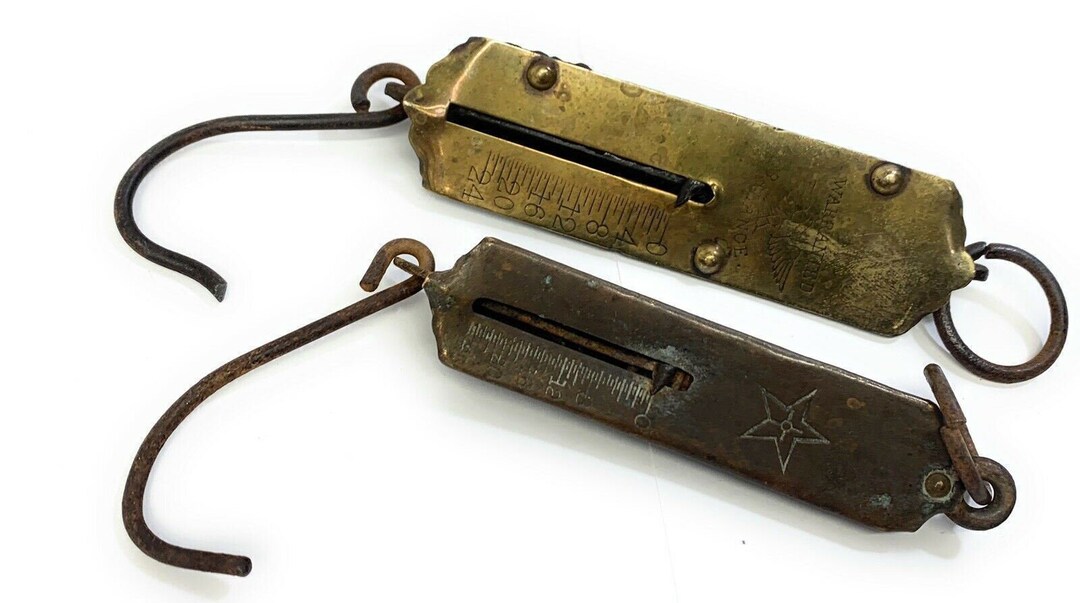 Antique Brass & Steel Hanging Spring Scale Warranted Balance Set 2 - Etsy