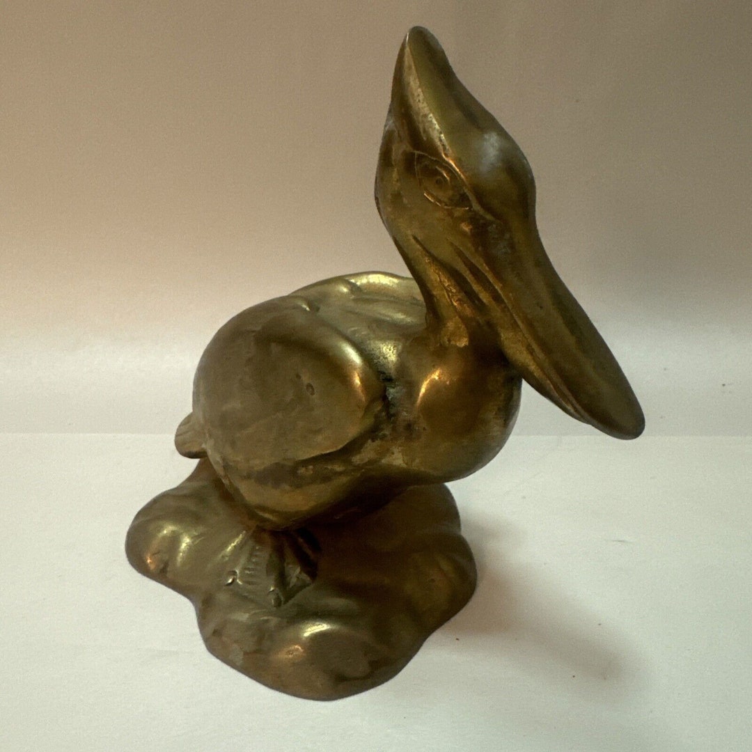 Vintage Cast Brass PELICAN Heavy Paper Weight Decor 5 1/2 Tall. - Etsy