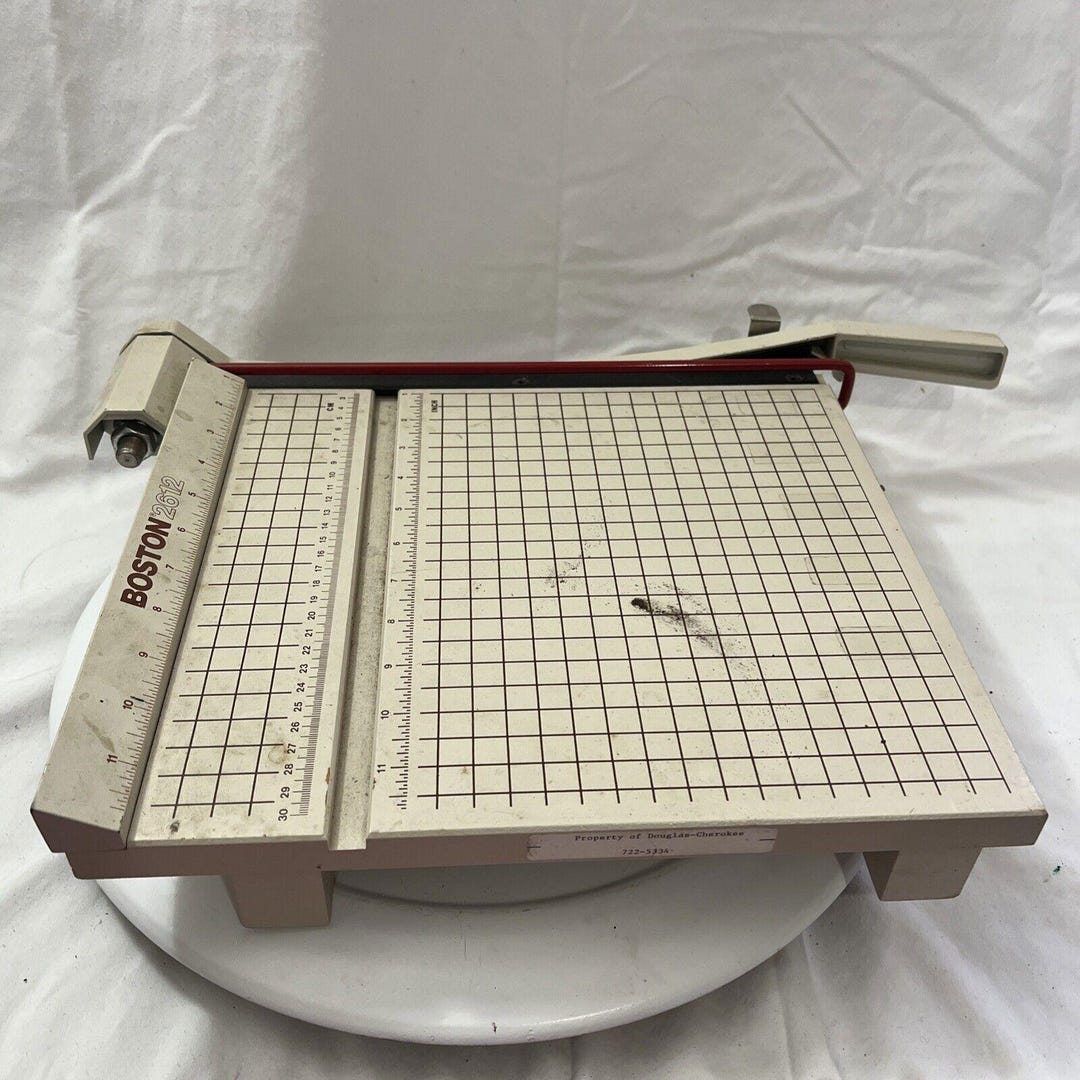 Boston 2612 Paper Cutter 12 Trimmer Heavy Duty Wood Metal Guillotine ...