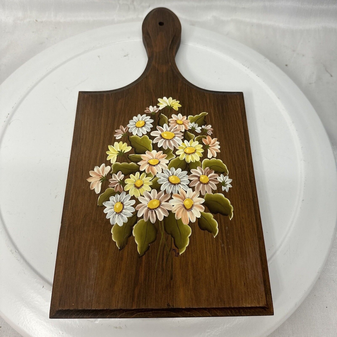 Vintage Hand Painted Wooden Folk Art Wall Hanging Cutting Board. 14”x 7 ...