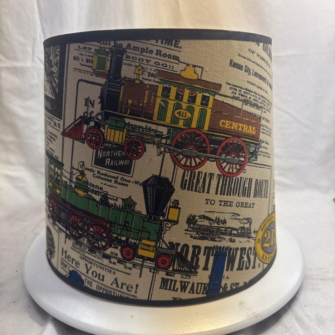 RARE * Vintage Steam Engine Train Railroad Lamp Shade - Etsy