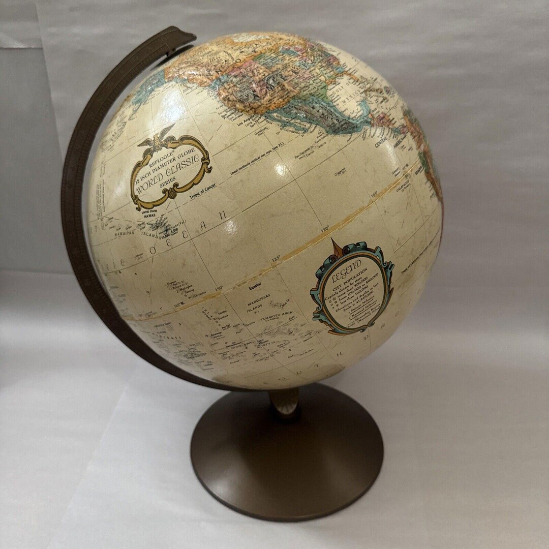 Vintage Replogle Globe World Classic Series 12 Metal Stand USSR Tolman Relief - Etsy