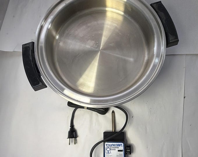 Vintage Towncraft Electric Skillet W/ Control Plug Stainless 11" No Lid ...