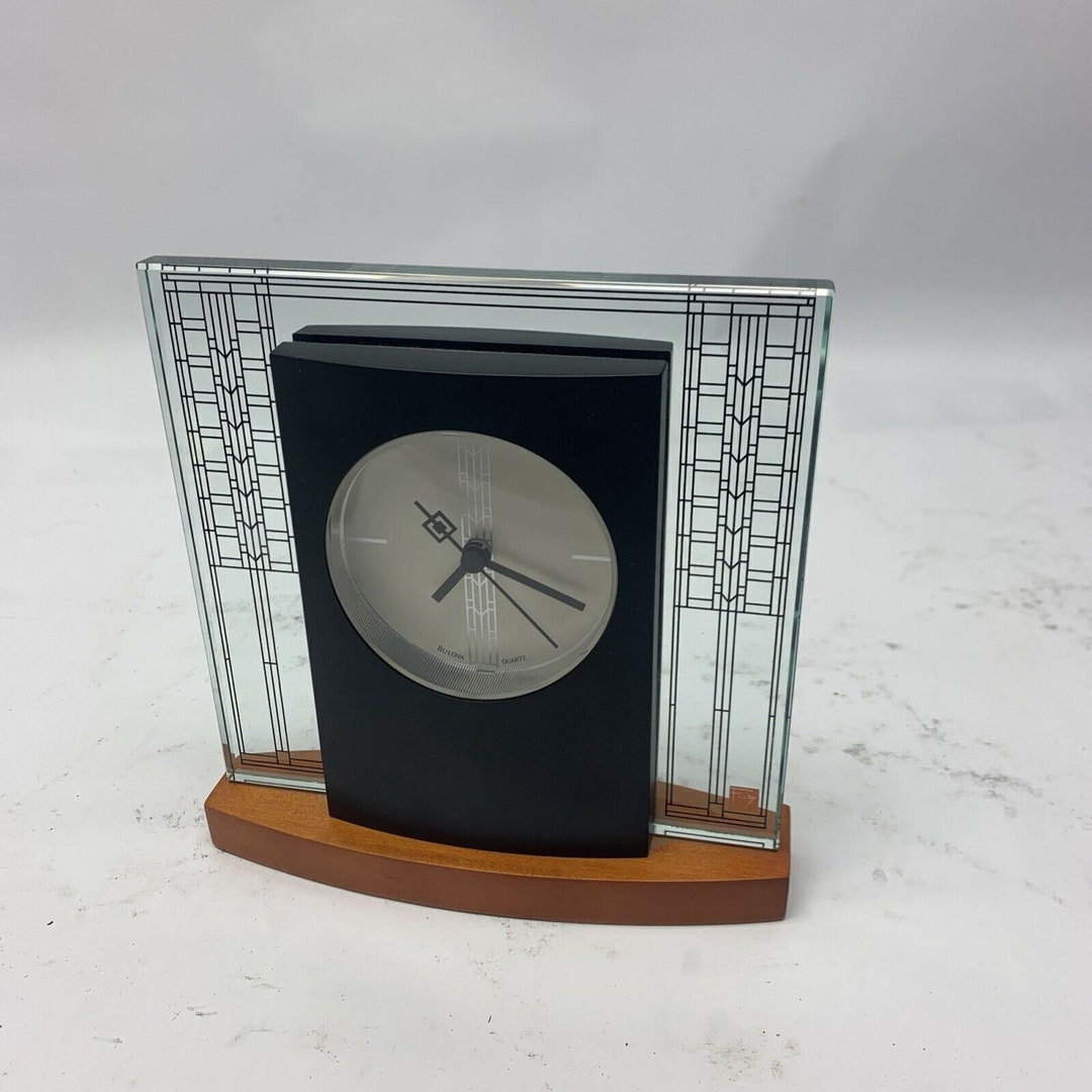 Bulova Cherry Wood/ Glass Modern Quartz Clock - Etsy