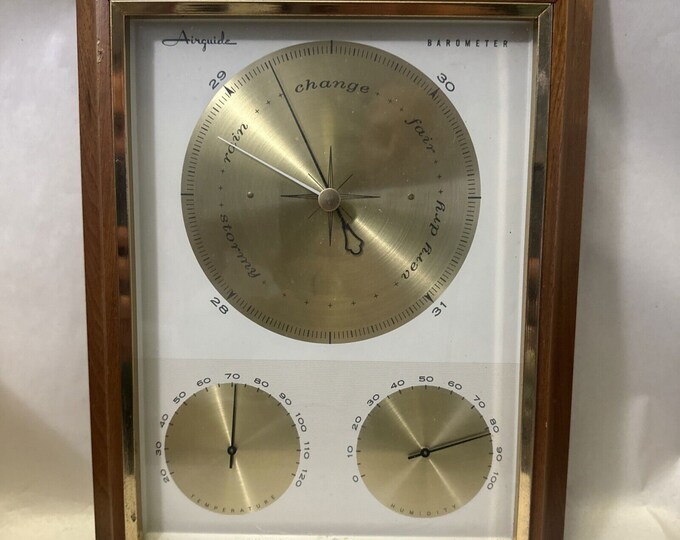 Vintage Airguide 1960s Barometer Thermometer Hygrometer Boat Vessel ...
