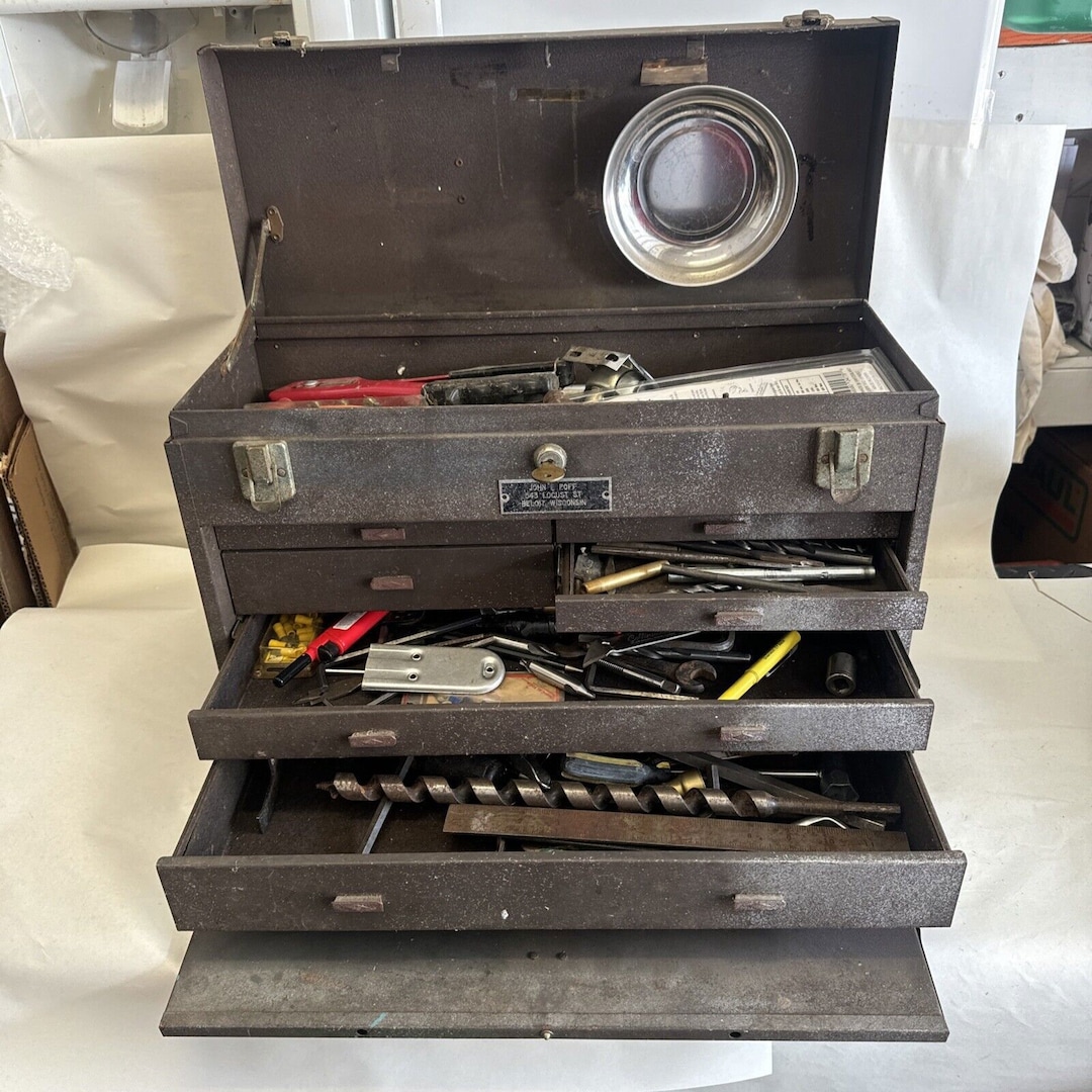 Vintage Kennedy Tool Box Machinist Chest Felt Lining 7 Drawer Model 520 ...