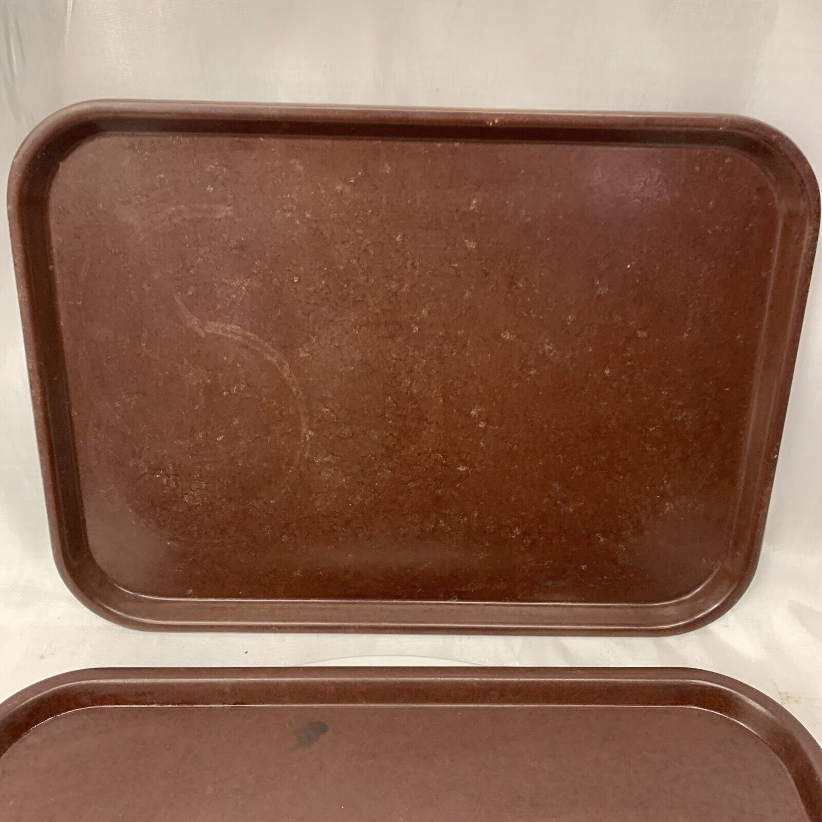 2 Vtg Mcm Silite Fiberglass Brown Lunch Trays Cafeteria Dining Serving ...