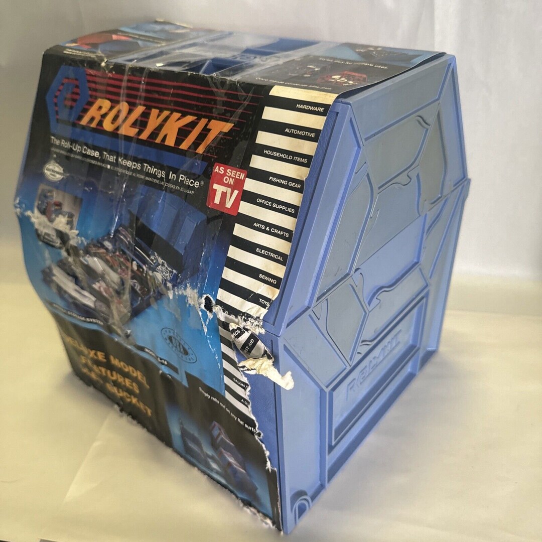 Vintage Deluxe Rolykit Blue Roll-up Storage Tackel Box Portable ...