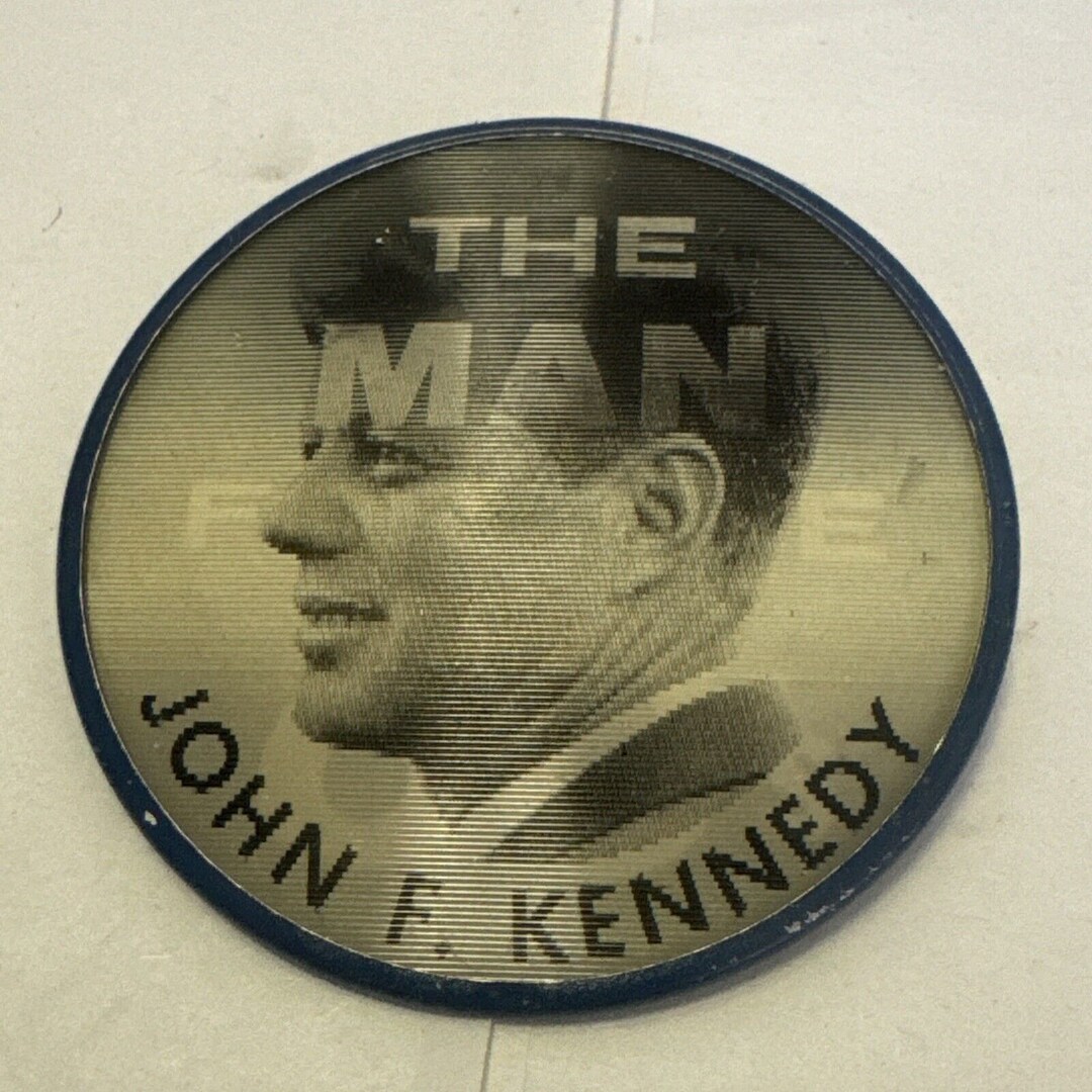 C1960s John F. Kennedy Man for the 60s Pinback Button Pin Lenticular ...