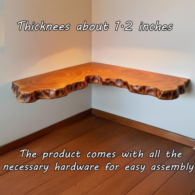 Live Edge Corner Floating Shelves Solid Wood Wall Shelf Corner Display ...