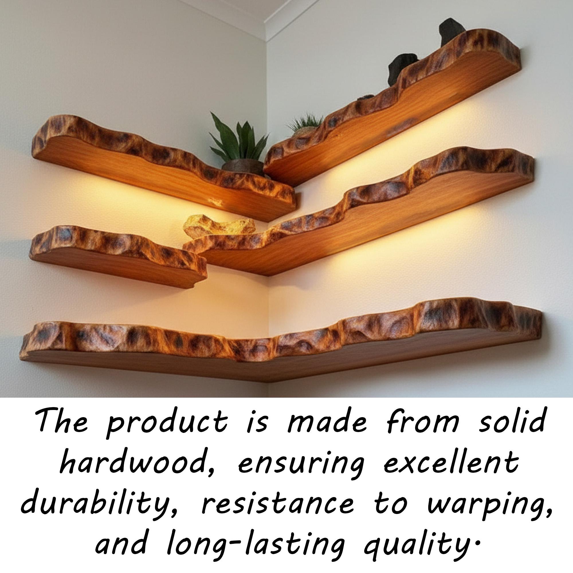 Live Edge Corner Floating Shelves Solid Wood Wall Shelf Corner Display ...