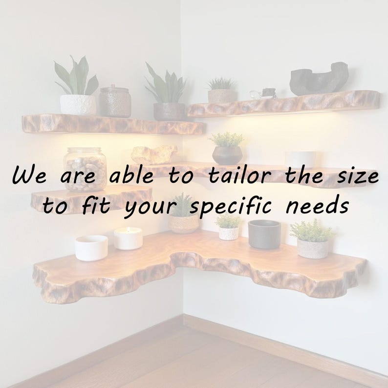 Live Edge Corner Floating Shelves Solid Wood Wall Shelf Corner Display ...