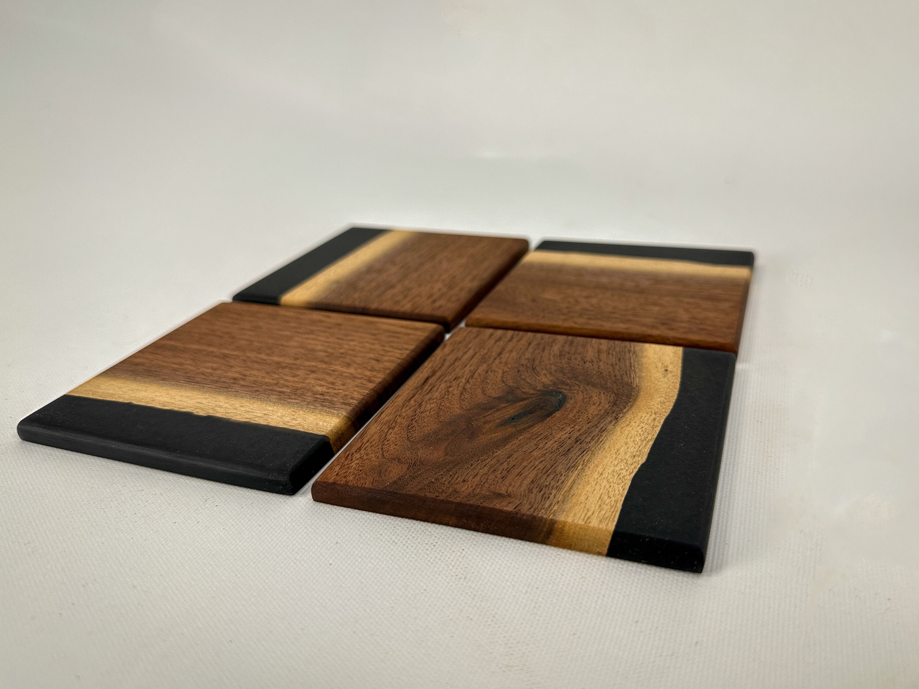 Black Walnut Wood and Epoxy Coasters Wood Coaster Set for Drinks ...