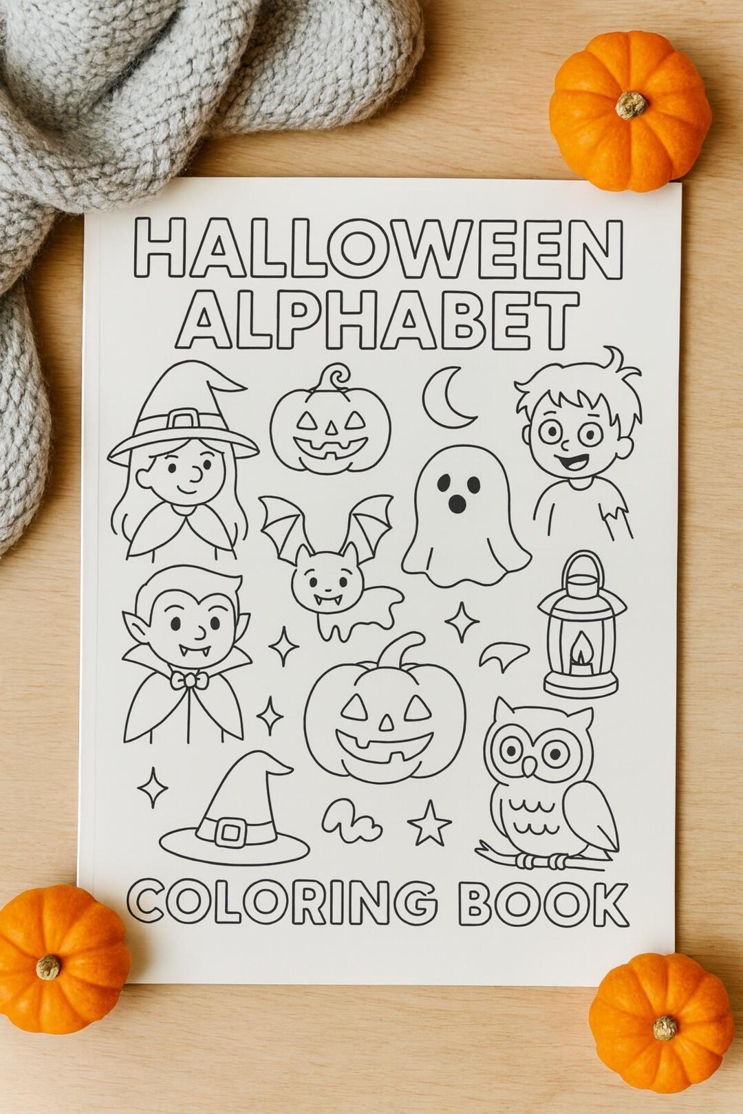 Halloween Alphabet Coloring Book | Kids Printable Activity (PDF + PNG ...