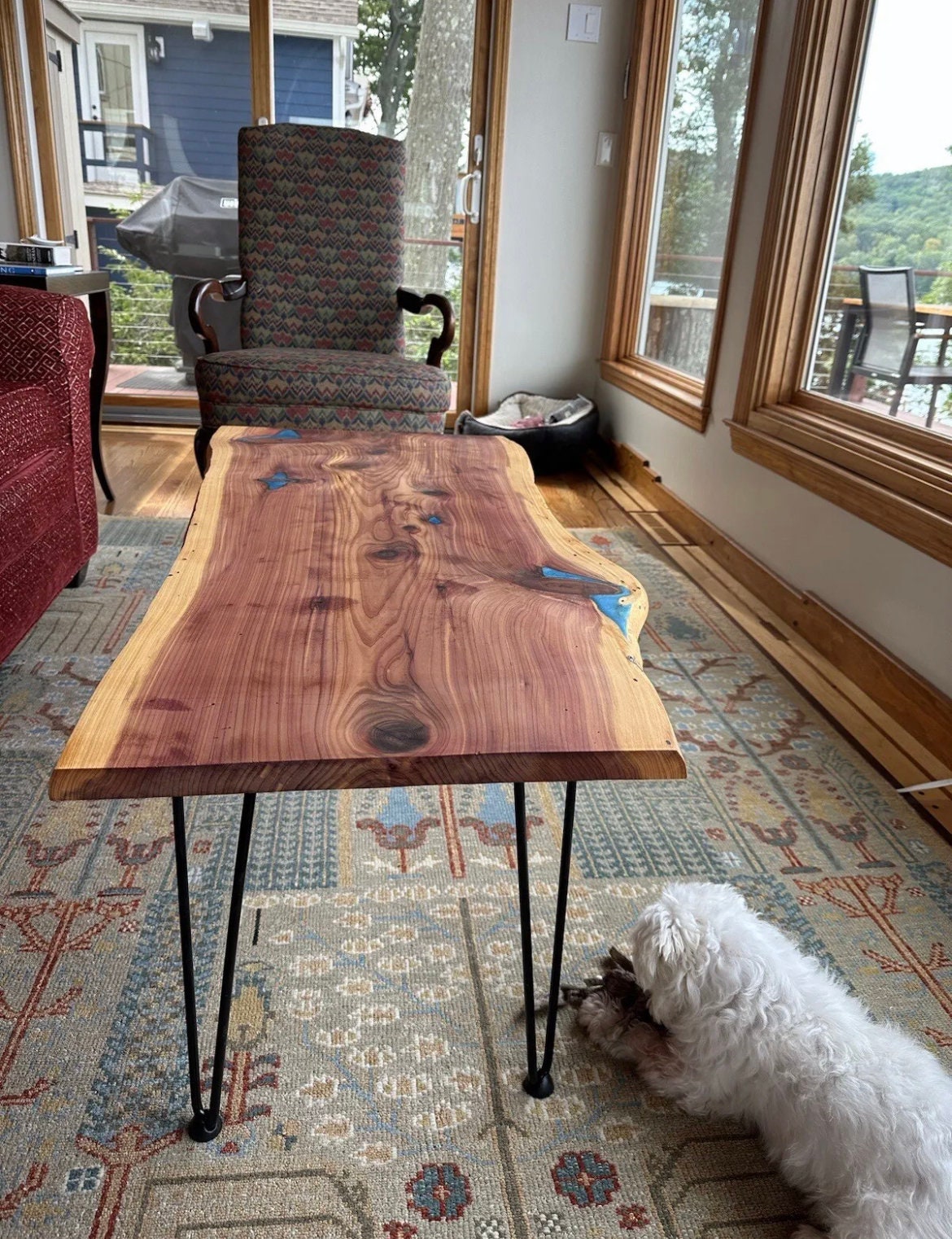 Red Cedar Coffee Table Epoxy Filled and Coated 18 Tall X 16 Wide 1 ...