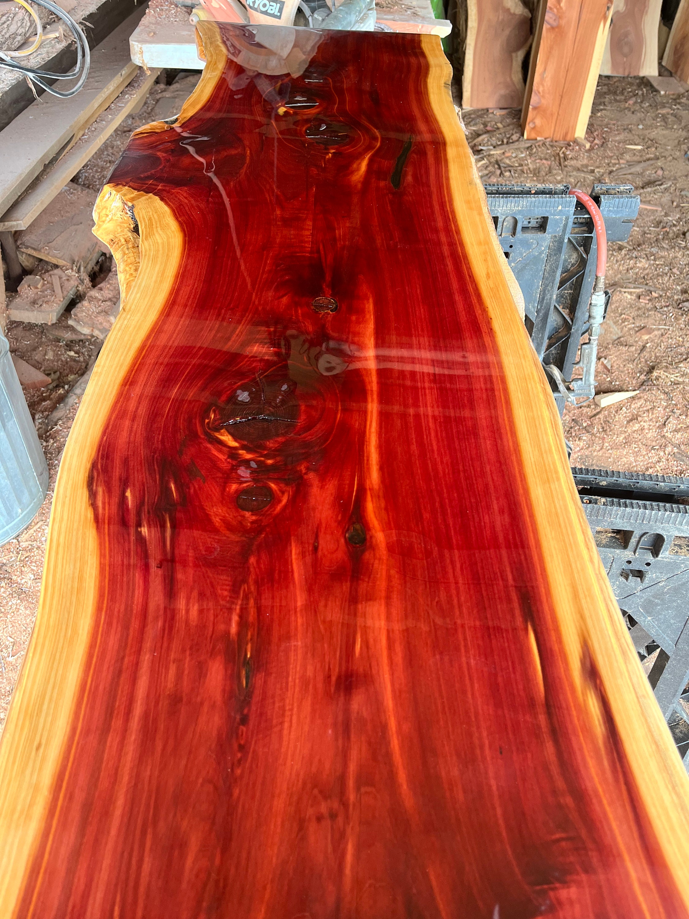 Red Cedar Coffee Table Epoxy Filled and Coated 18 Tall X 16 Wide 1 ...
