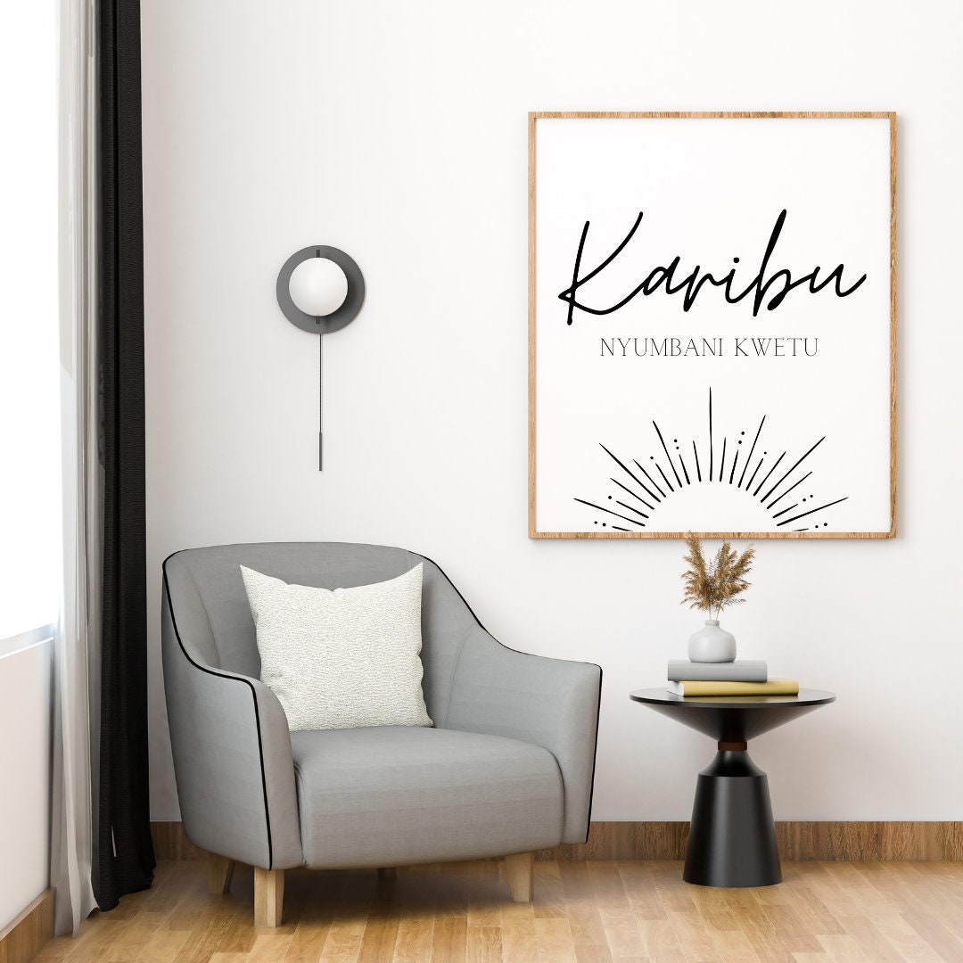 Swahili Welcome Sign, Karibu, Kenyan Wall Art - Etsy