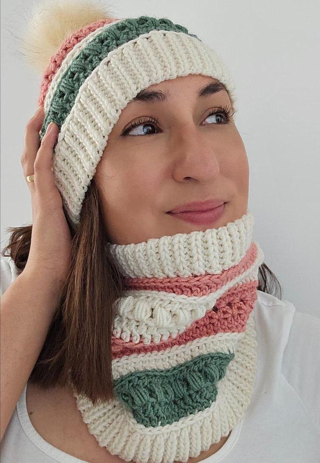 Beanie and Cowl Crochet Pattern | Nativo Hat and Neck Warmer Crochet ...
