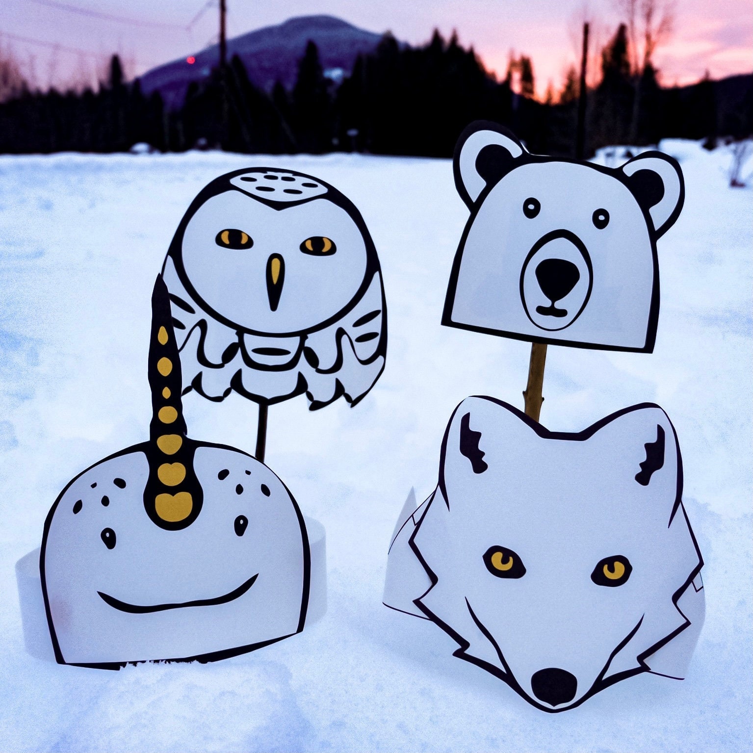 Arctic Animal Puppets and Crowns - Printable Craft - Etsy
