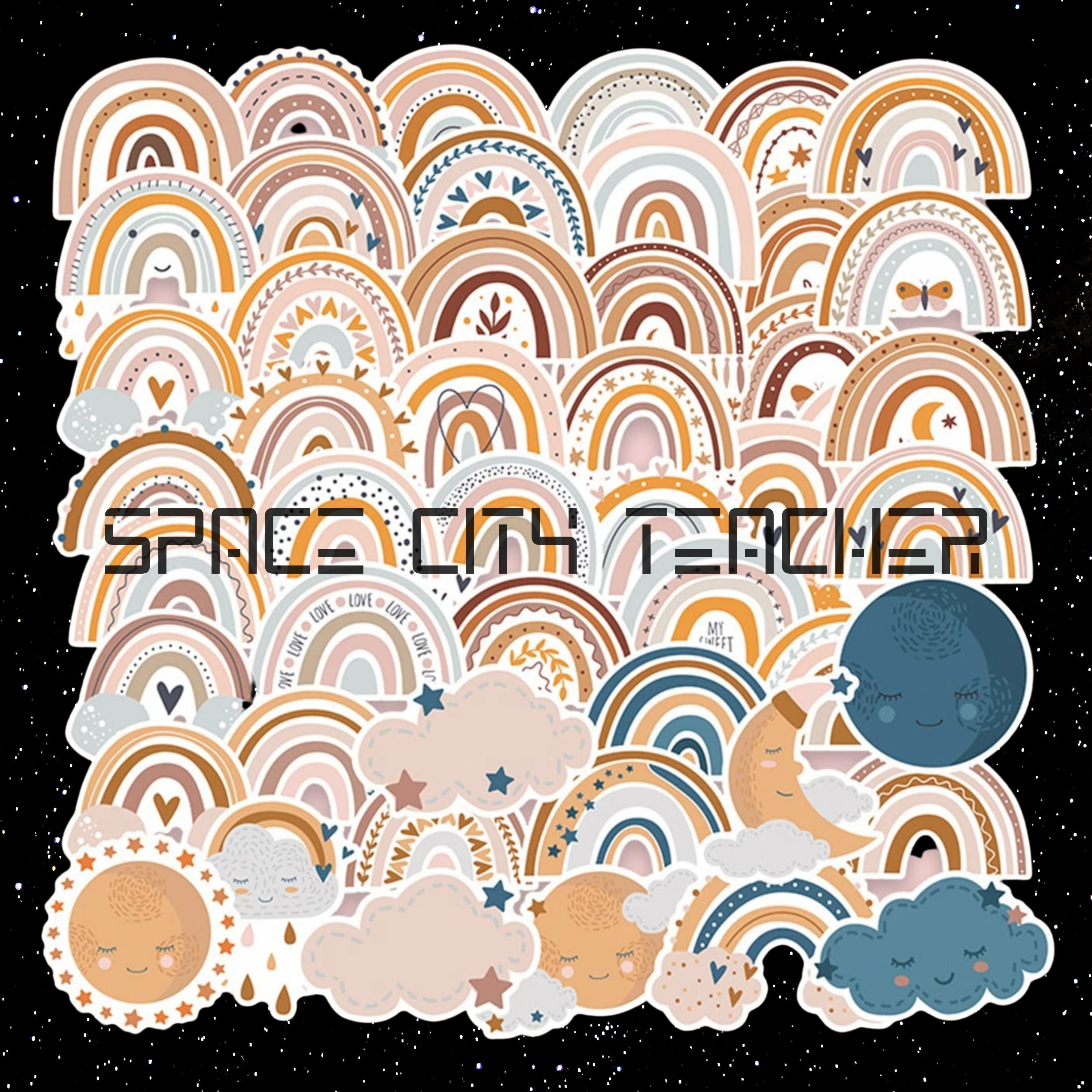 Boho Rainbow Theme Sticker Set Fun Pack for Kids, Gifts for Kids Party ...