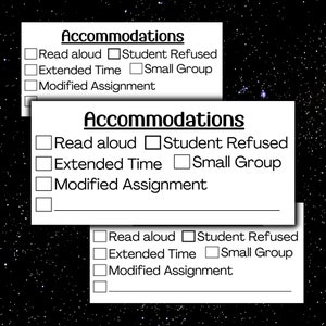 Custom SPED Testing Modifications & Accommodation Sticker Label - Etsy
