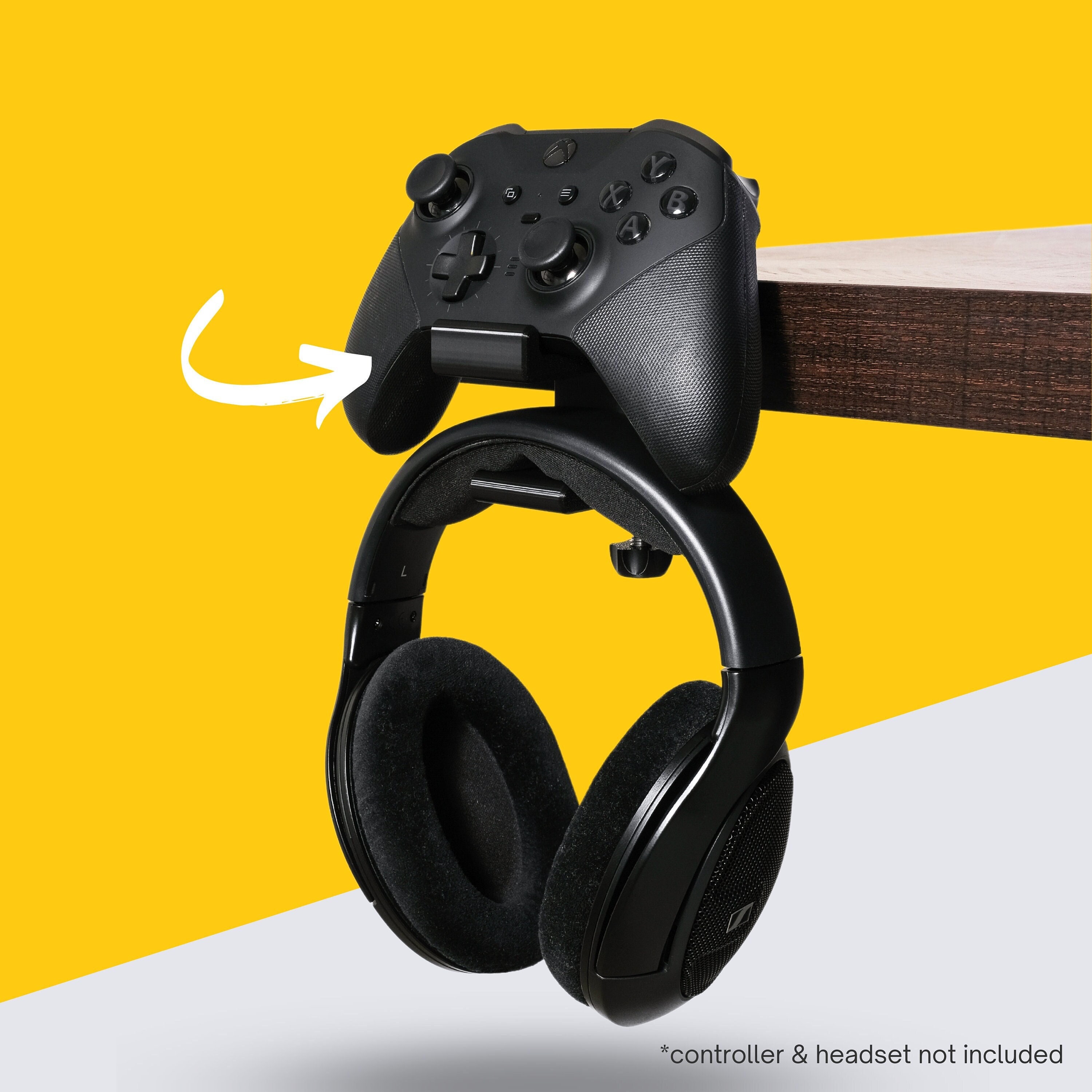 Headphone Holder & Controller Holder, Desk Headset Mount, Headphone ...