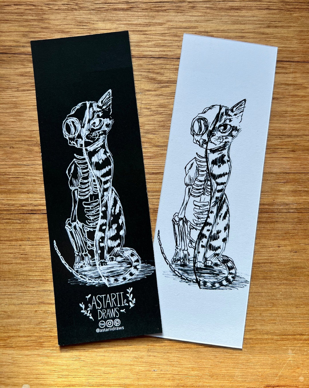 Schrödinger's Cat Two-sided Bookmark Quantum Physics Artwork Black and ...