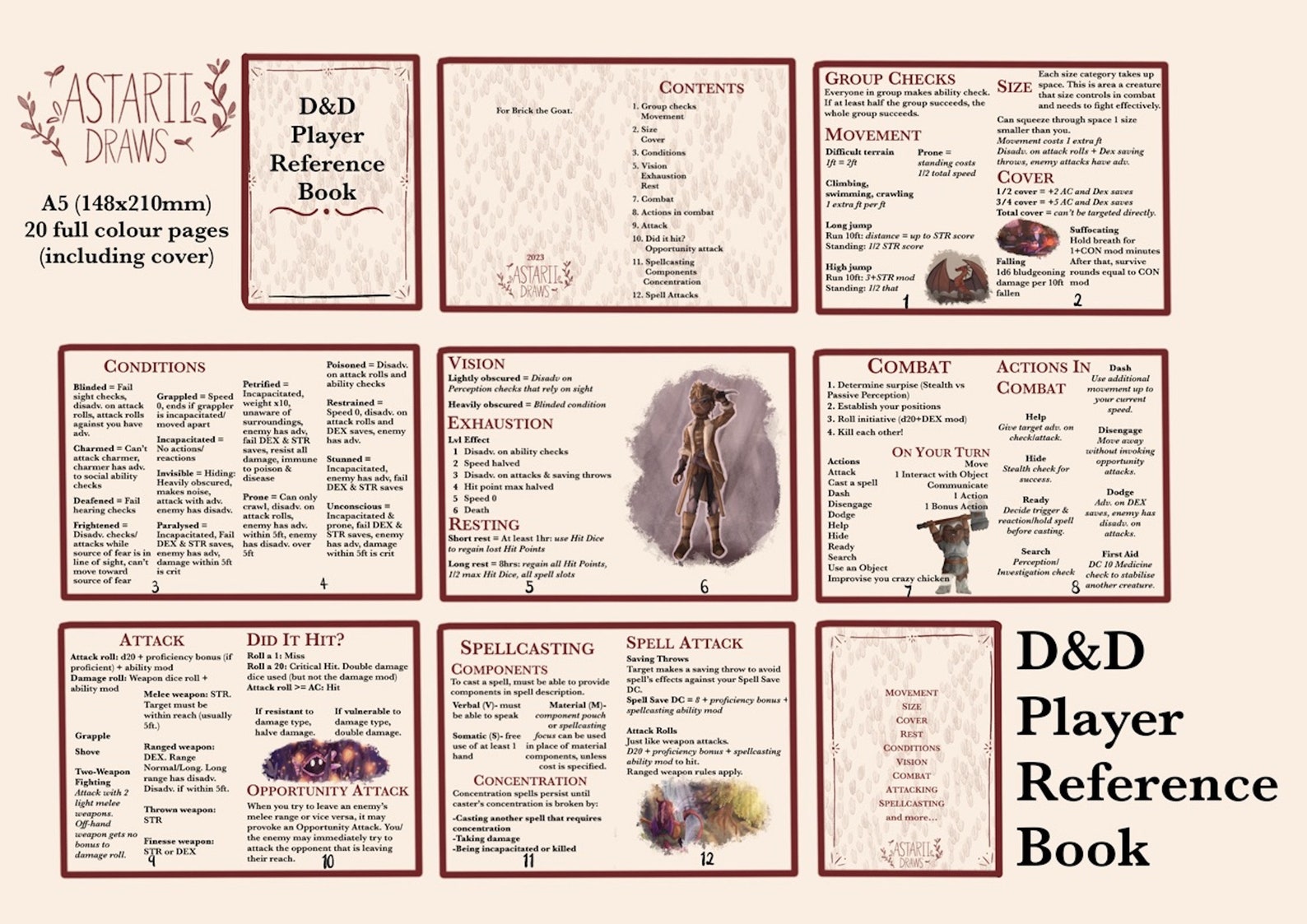 D&D 5e Quick Player Reference Booklet Dnd New Player Cheat Sheet ...