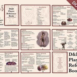 D&D 5e Printable Quick Player Reference Booklet | Dnd New Player Cheat ...